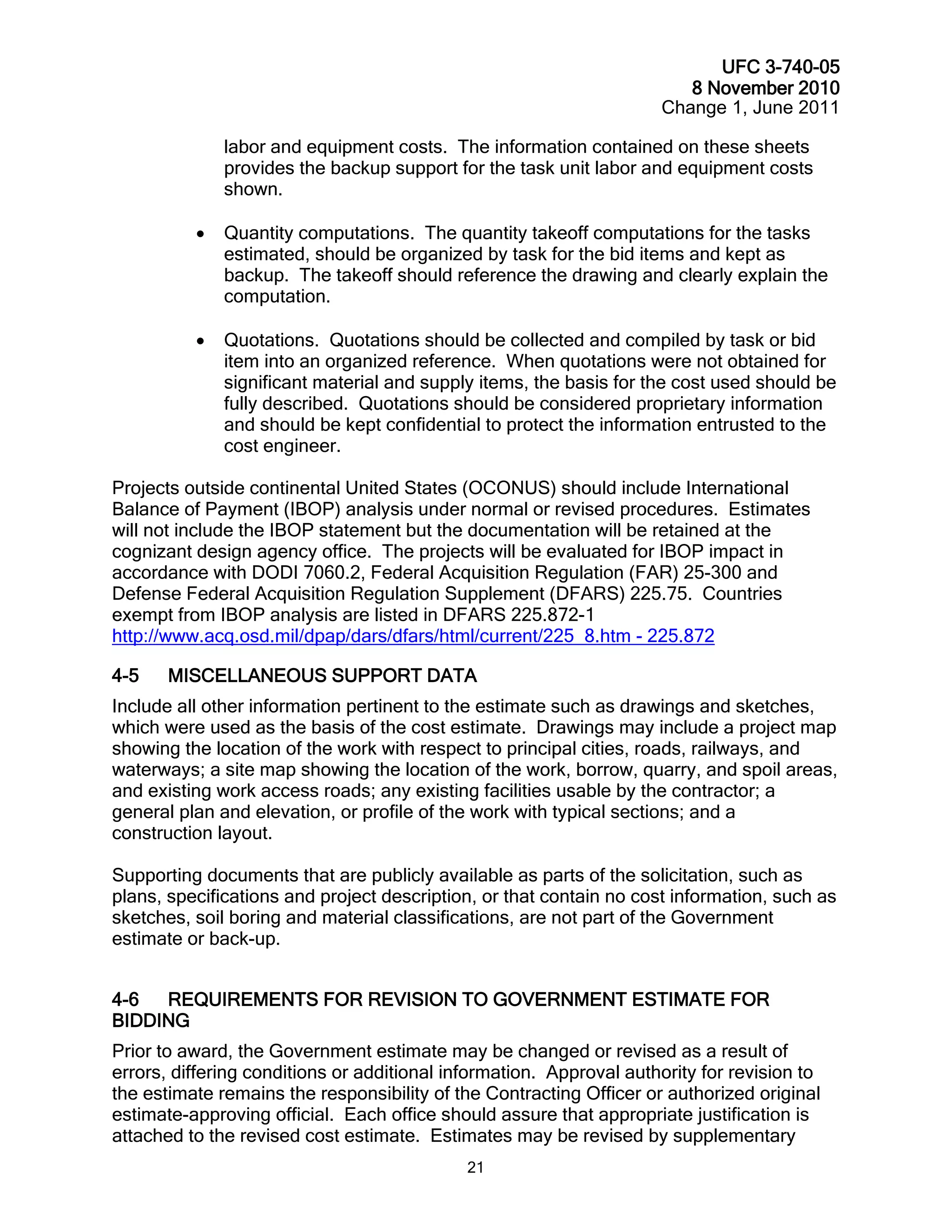 Ufc 3 740-05 handbook construction cost estimating, with change 1 | PDF