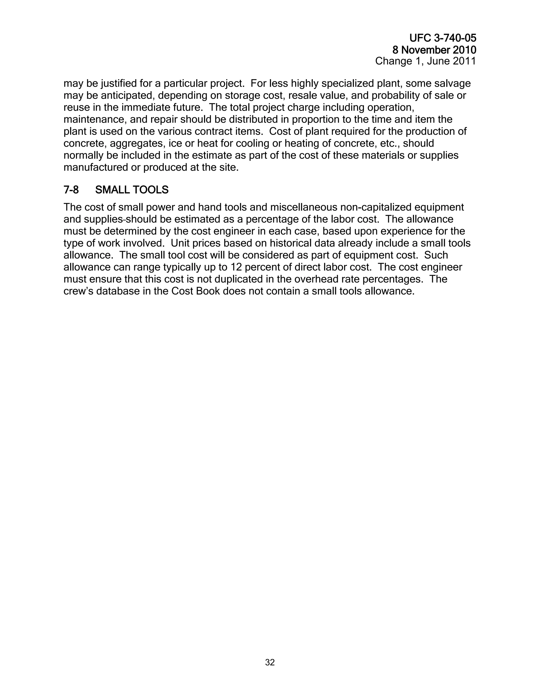 Ufc 3 740-05 handbook construction cost estimating, with change 1 | PDF