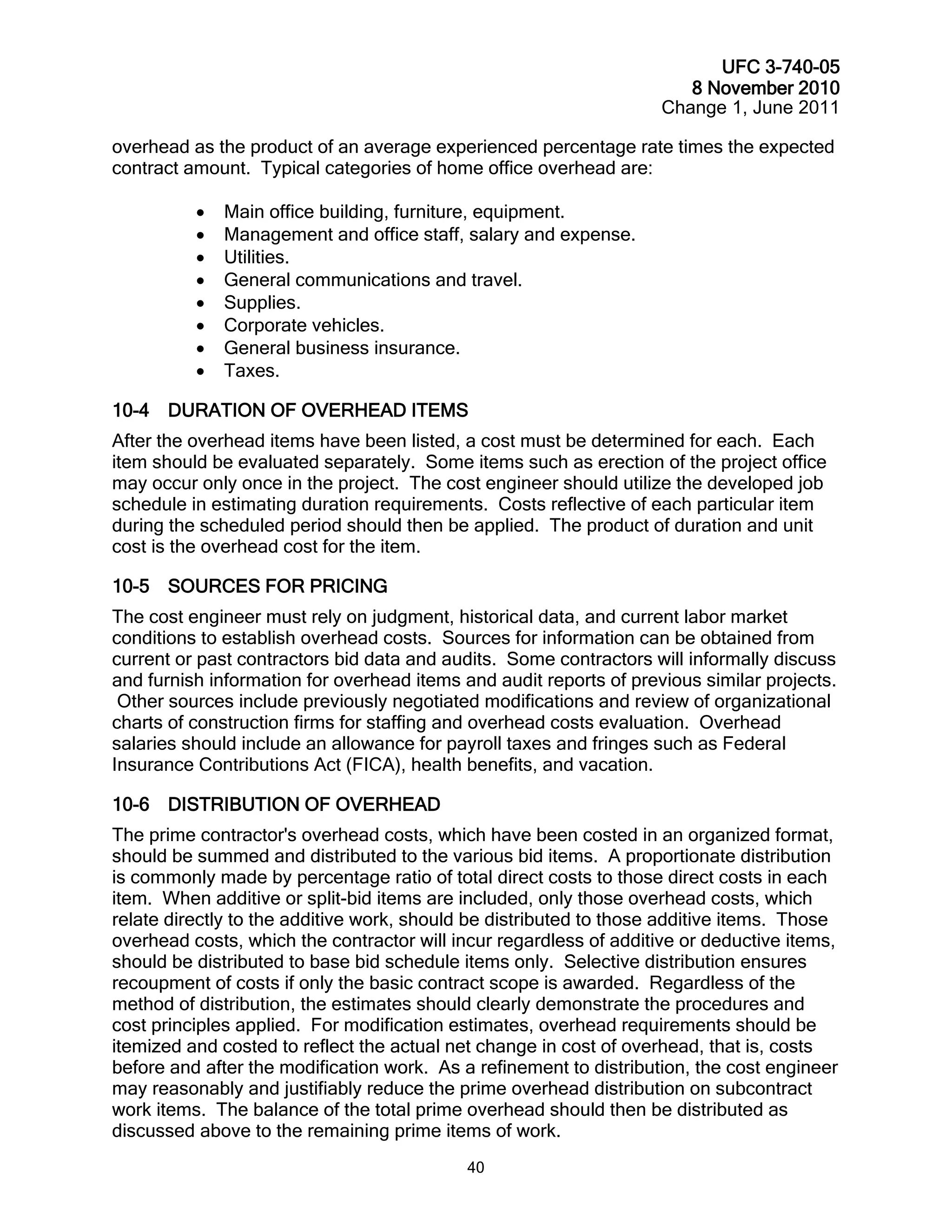 Ufc 3 740-05 handbook construction cost estimating, with change 1 | PDF