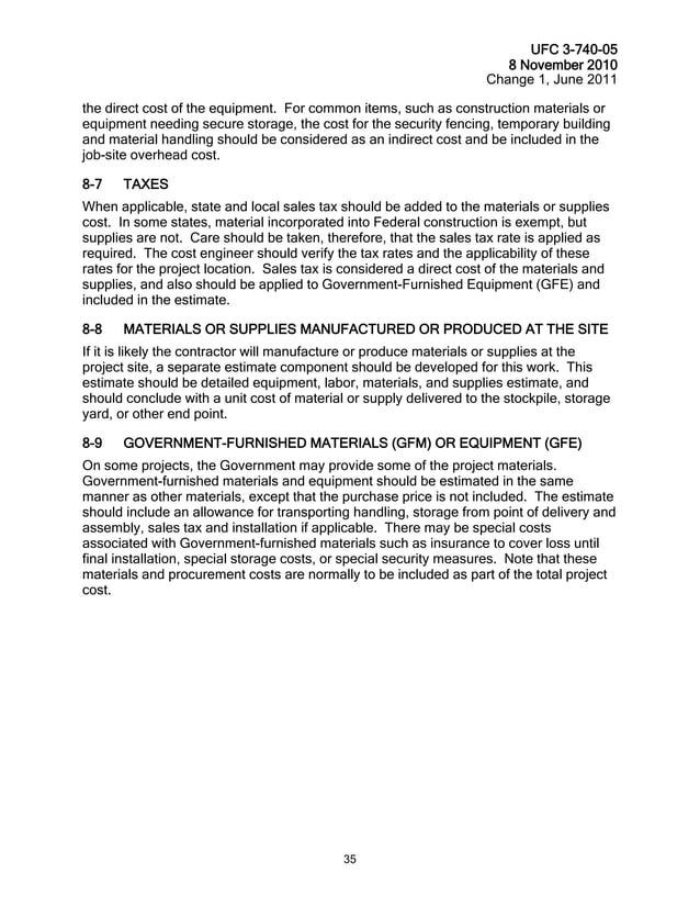 Ufc 3 740-05 handbook construction cost estimating, with change 1 | PDF ...