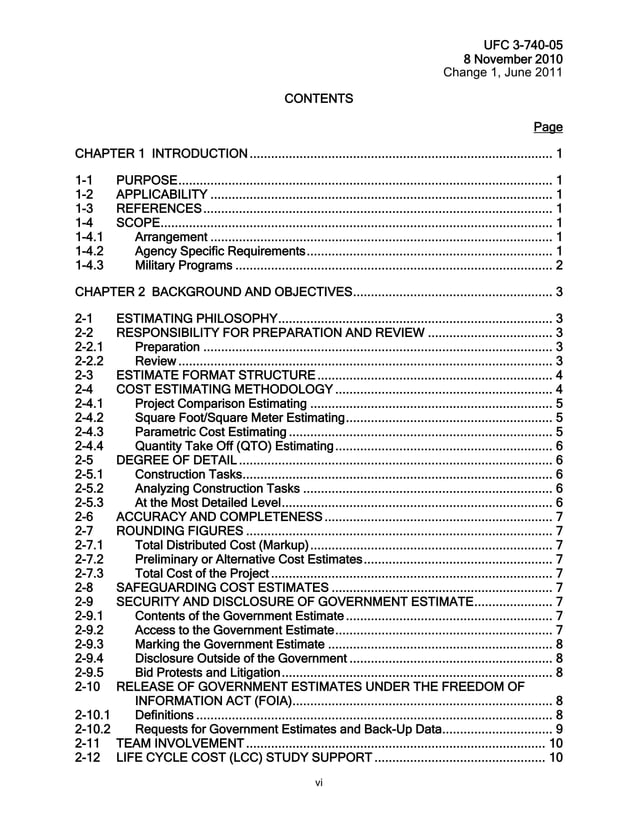 Ufc 3 740-05 handbook construction cost estimating, with change 1 | PDF ...