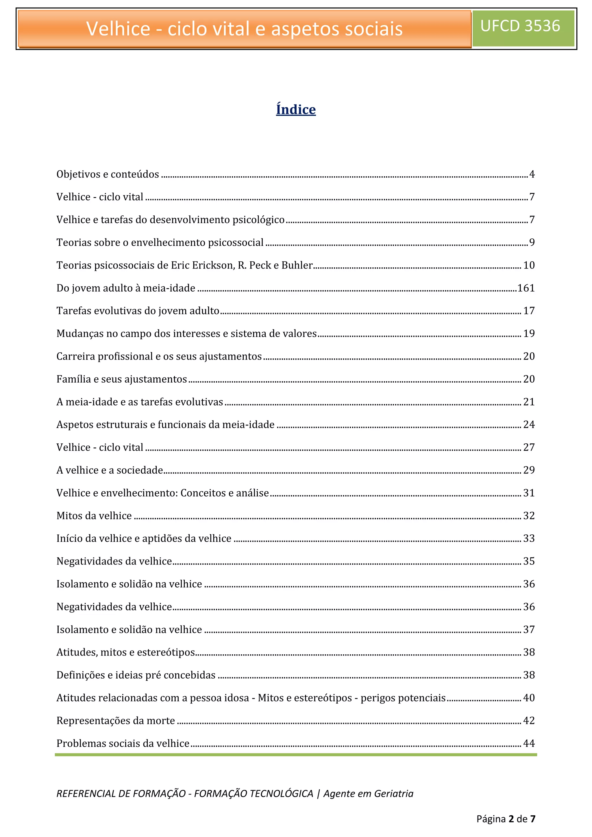 UFCD_3536 velhice - Ciclo vital e aspetos sociais | PDF