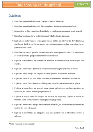 UFCD_6577_Cuidados na saúde infantil_índice | PDF