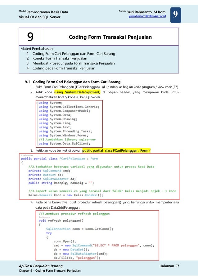 Chapter 09 Coding Form Transaksi Penjualan