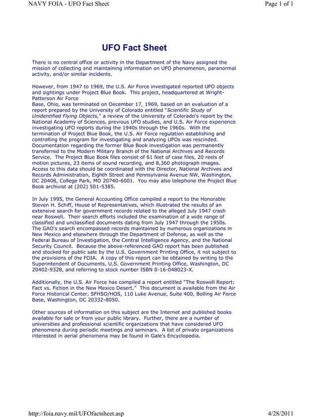 Ufo fact sheet | PDF