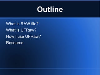 Edit Raw image in Linux with UFRaw | ODP | Photo Editing Software ...