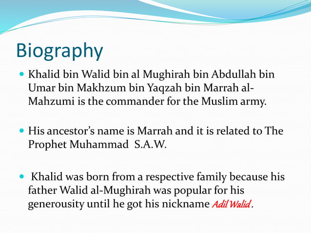 Famous Personality - Khalid Al-Walid | PPTX | Islam | Religion ...