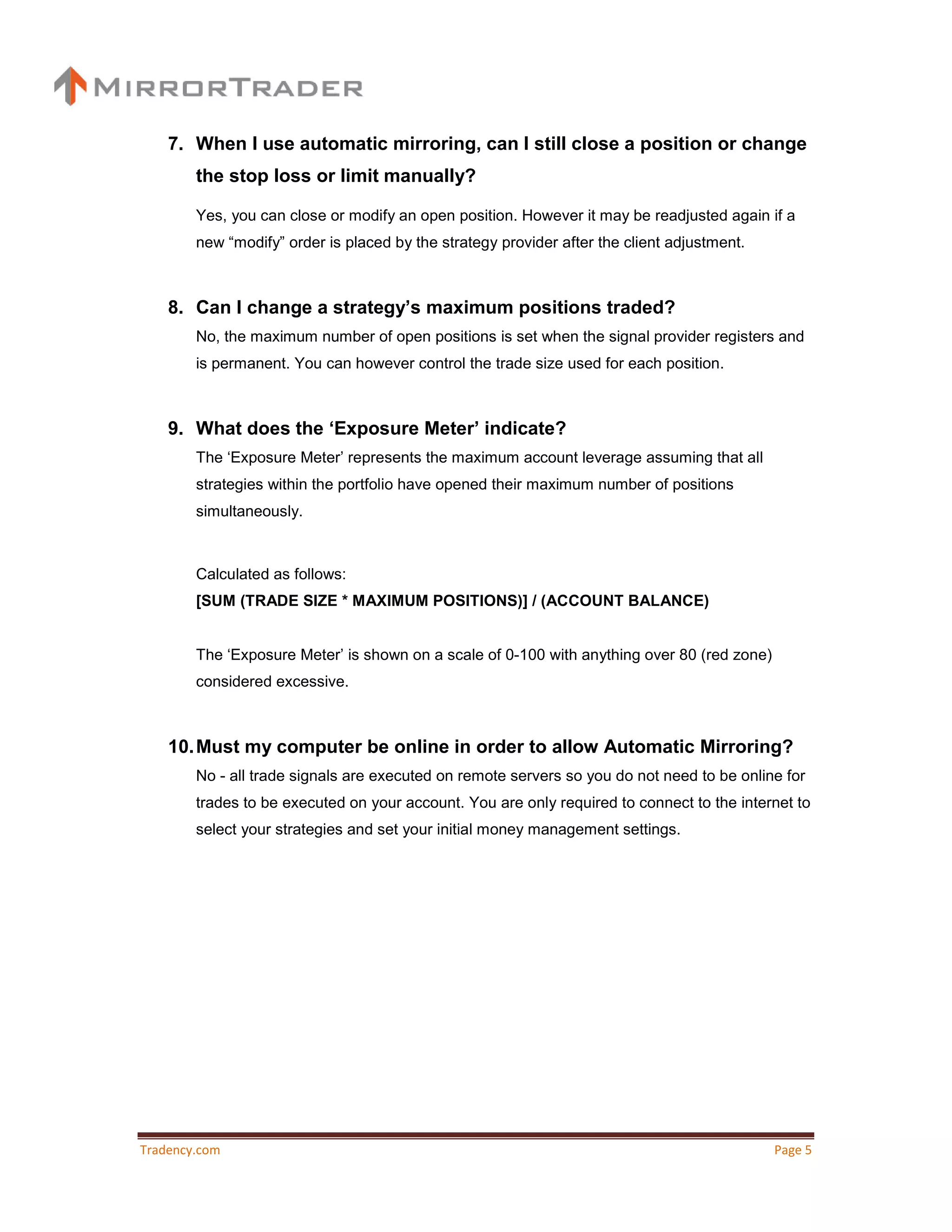 Mirror trader faq | PDF