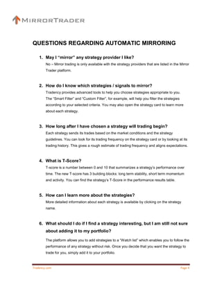 Mirror trader faq | PDF