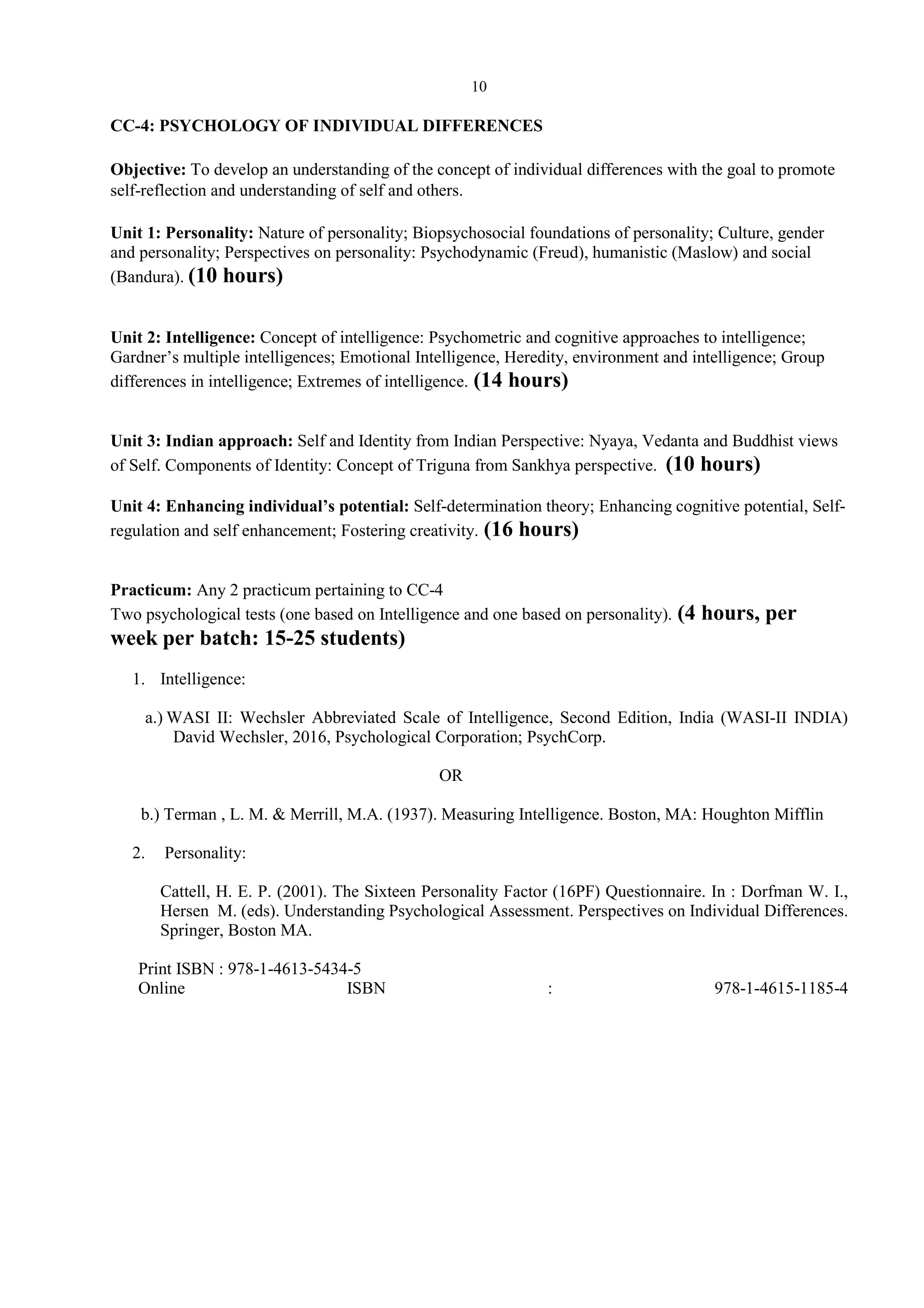 UG-Psychology Syllabus for Calcutta University | PDF