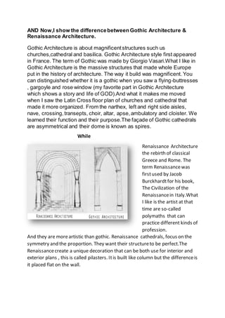 Comparative Analysis between Gothic Architecture & Renaissance ...