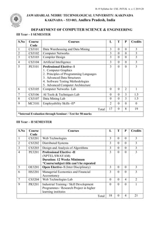 Ug 3 1 r19 cse syllabus | PDF