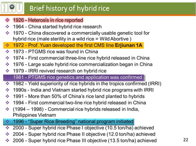 Heterosis Breeding in Rice (Hybrid Rice) | PPT
