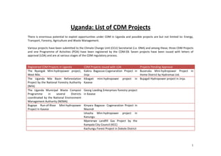 Uganda CDM Project List | PDF
