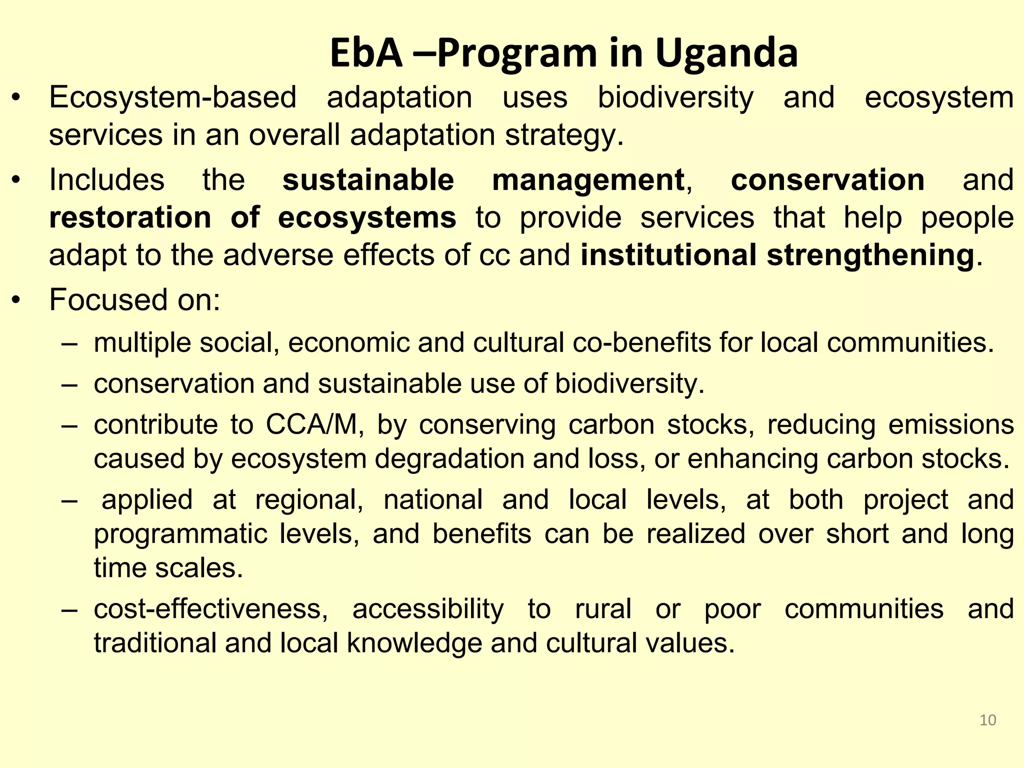 Uganda Country Experience Ecosystem-based Approaches to Climate Change ...