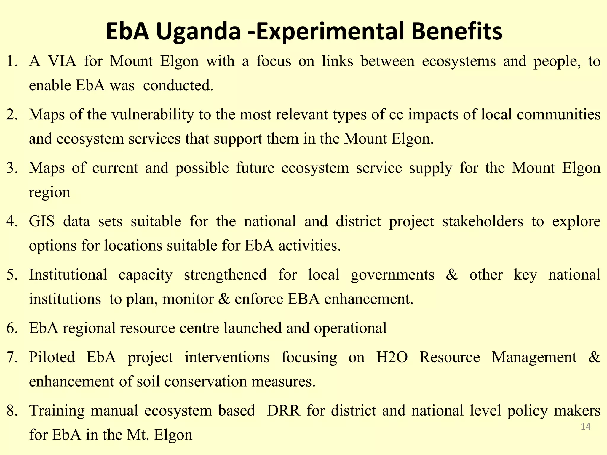 Uganda Country Experience Ecosystem-based Approaches to Climate Change ...