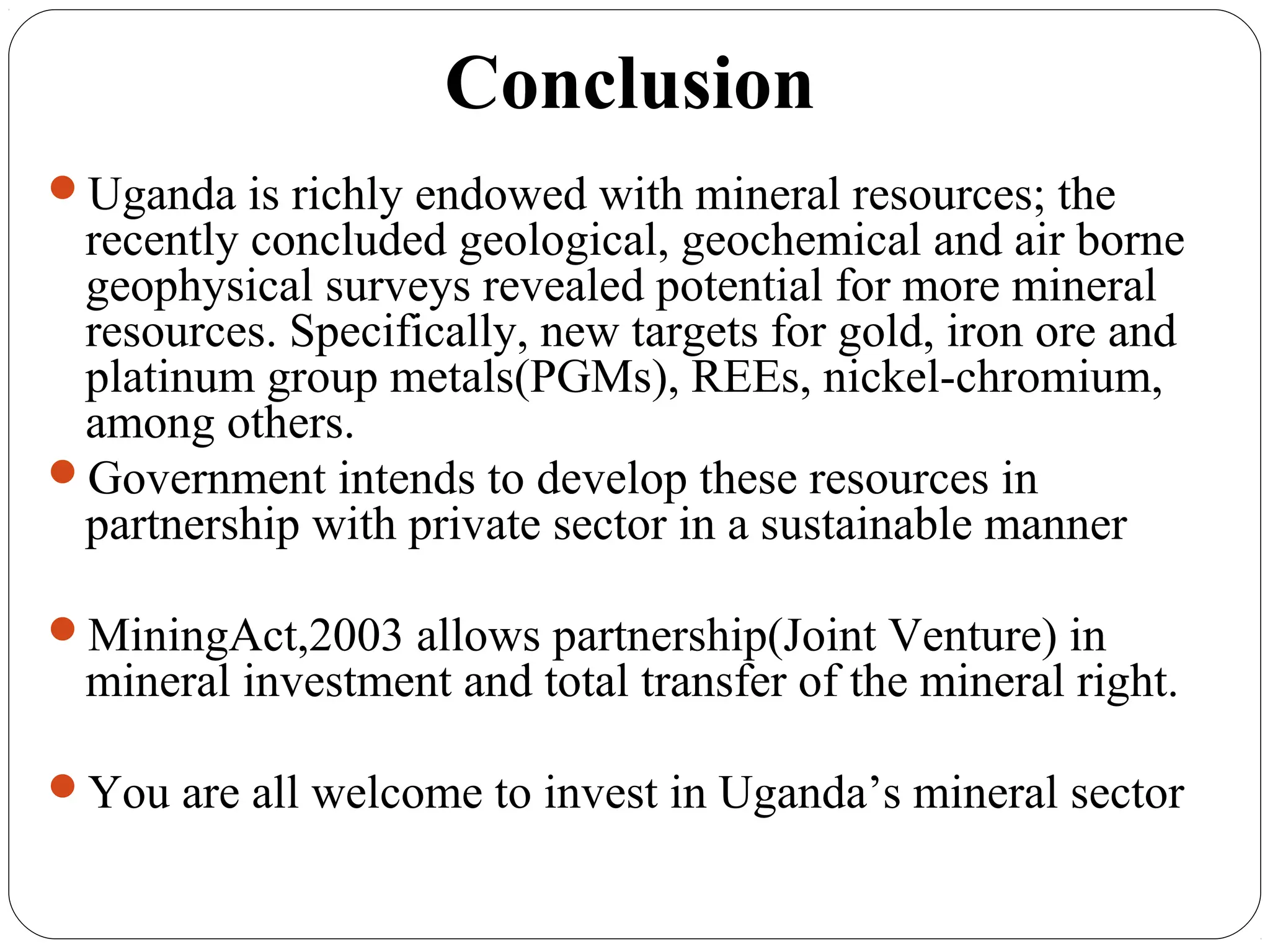 Uganda mineral sector presentation | PPT