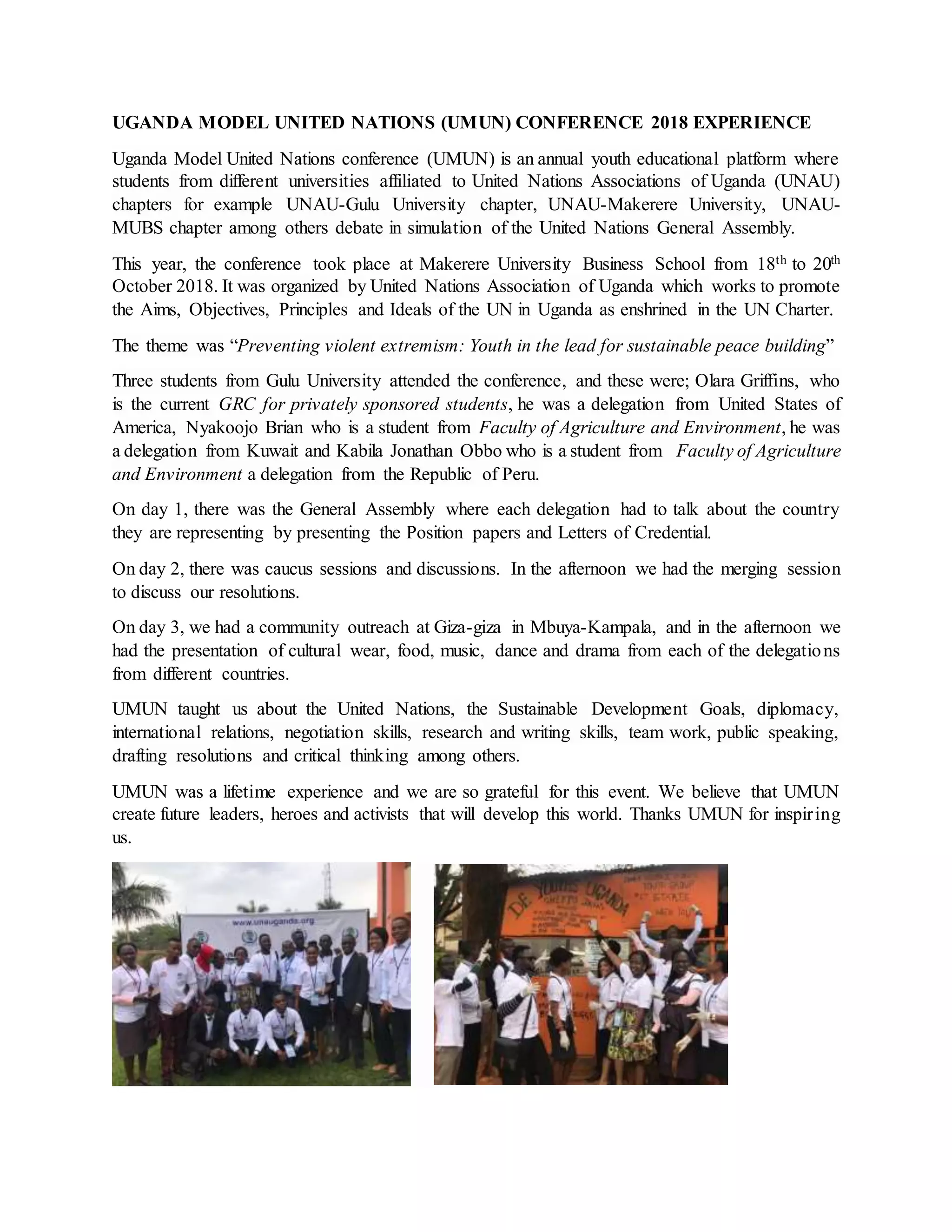 Uganda model united nations | DOCX