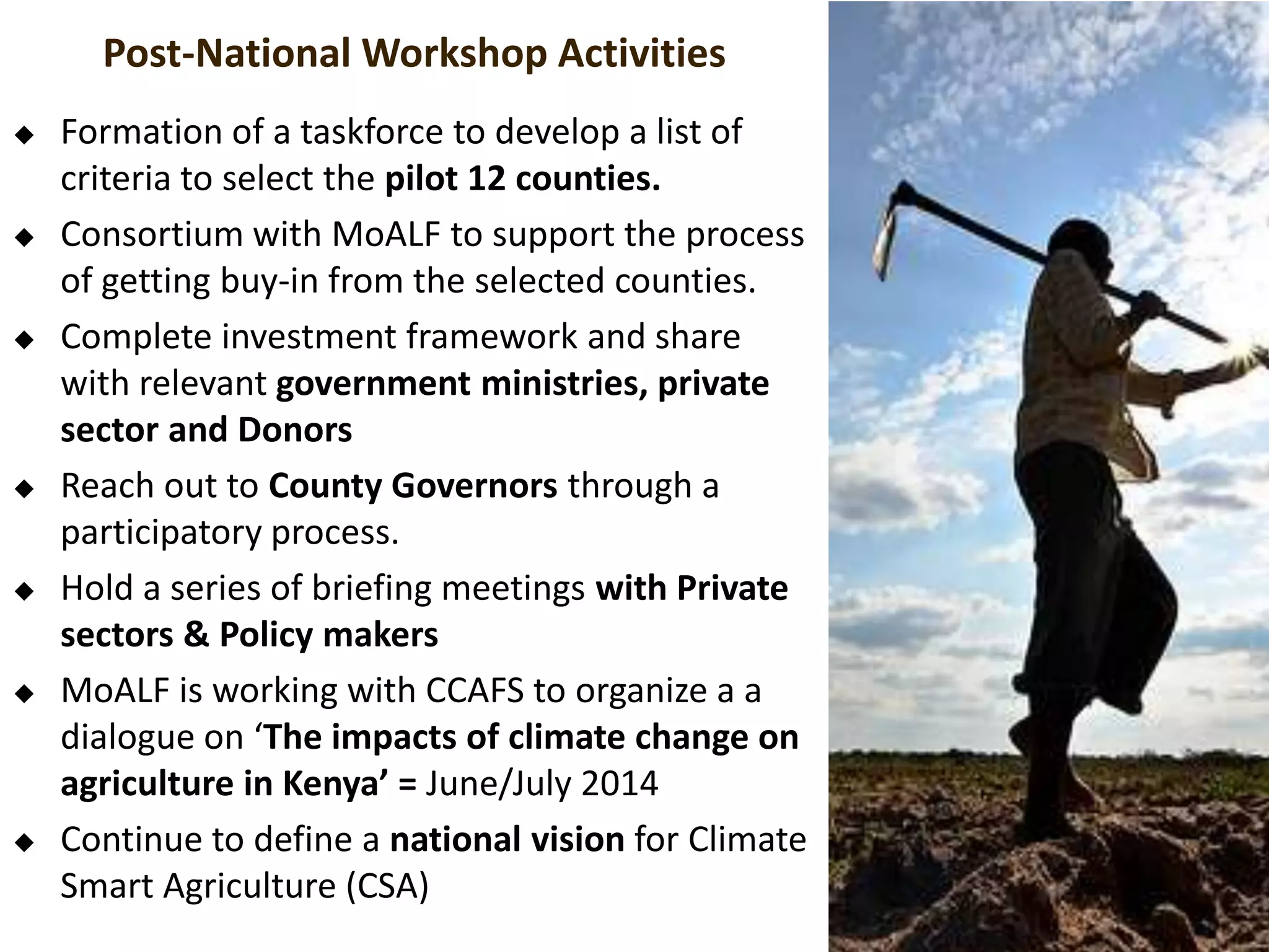 Taking Forward the Implementation of the Agriculture Priority Actions ...