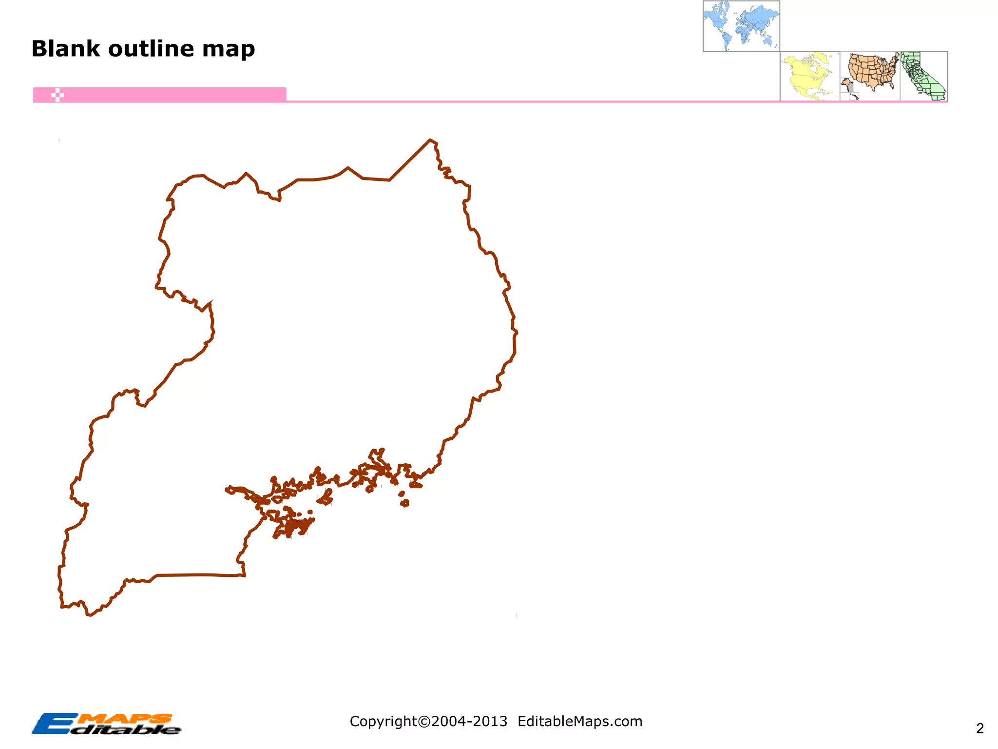 Uganda map, Uganda outline map, Uganda editable map, Uganda PowerPoint ...