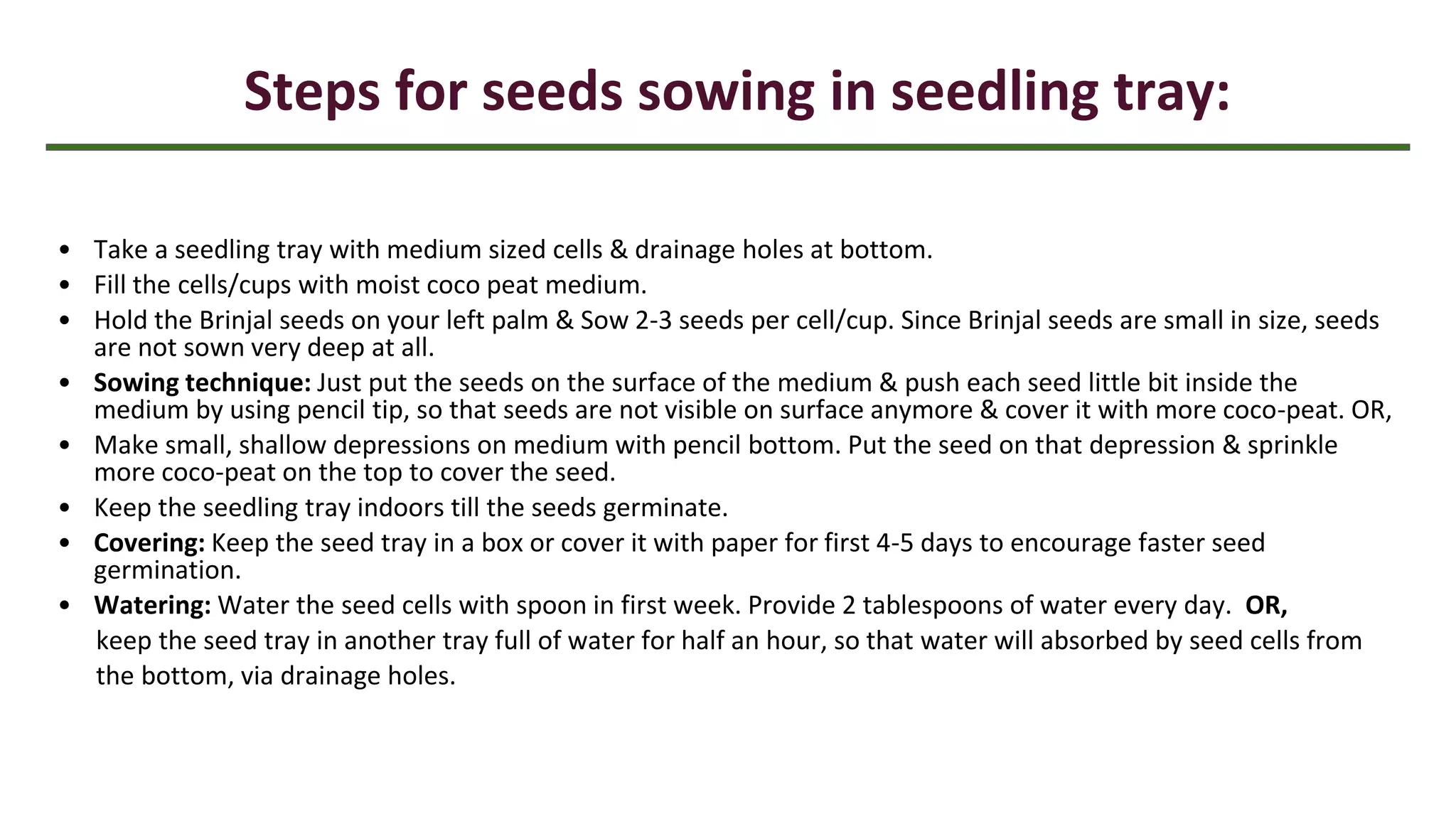 Ugaoo seed sowing instructions for fruiting vegetable: Brinjal | PPT