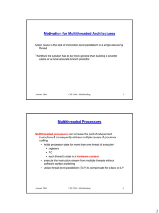 Motivation for multithreaded architectures | PDF