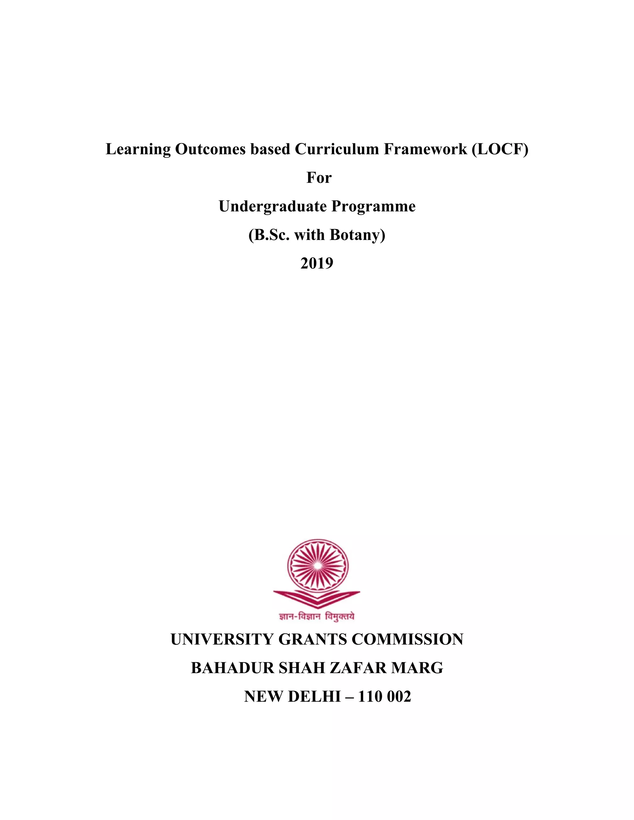 UGC LOCF-Botany- DRDNR | PDF | Undergraduate Education | College Education