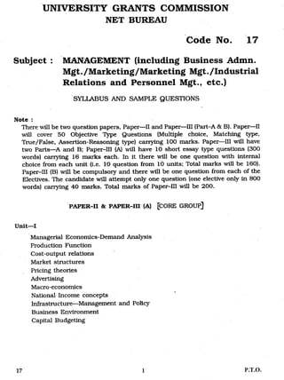 UGC NET Management Syllabus | PDF
