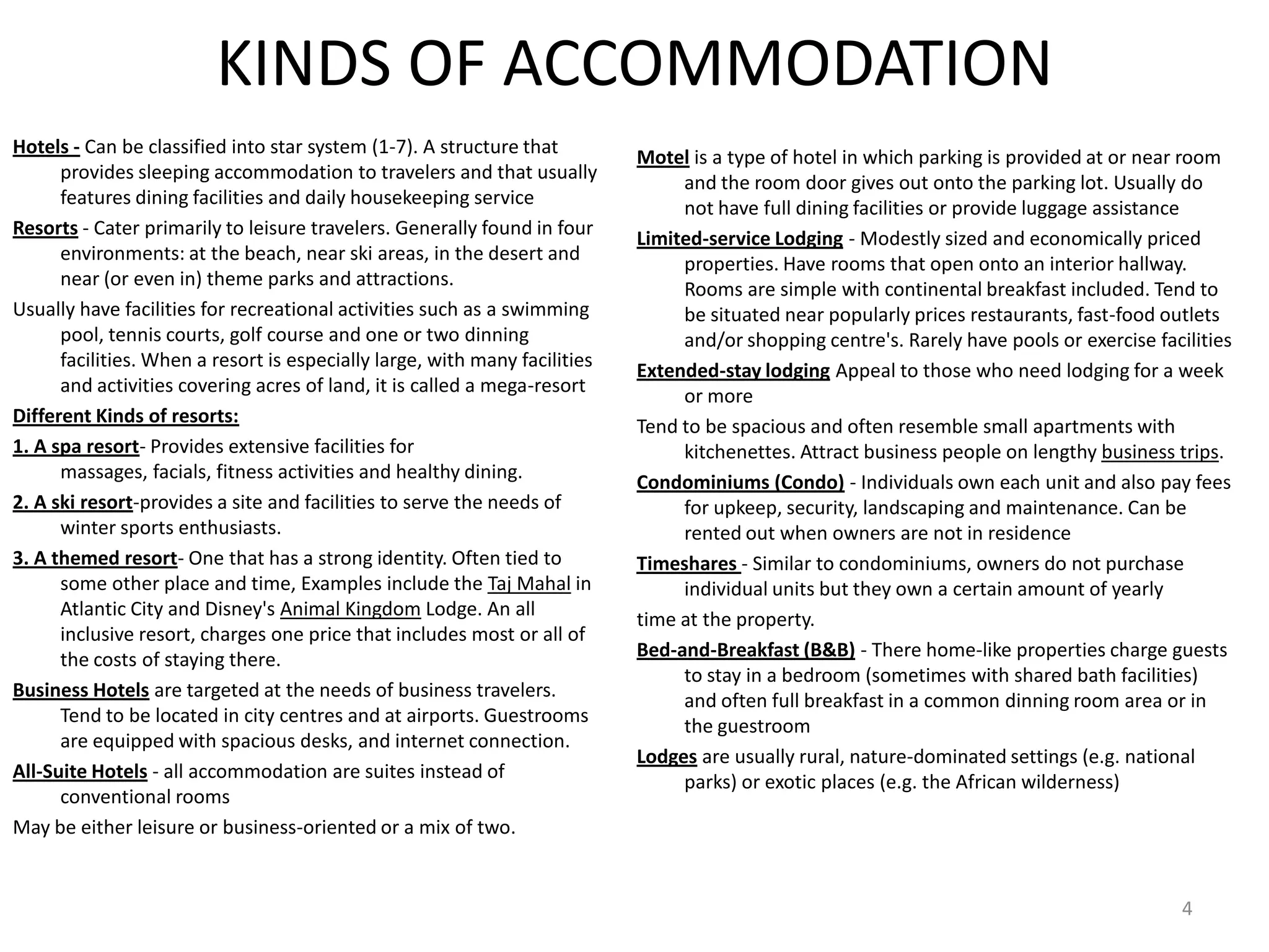 Tourism Accommodation | PPTX