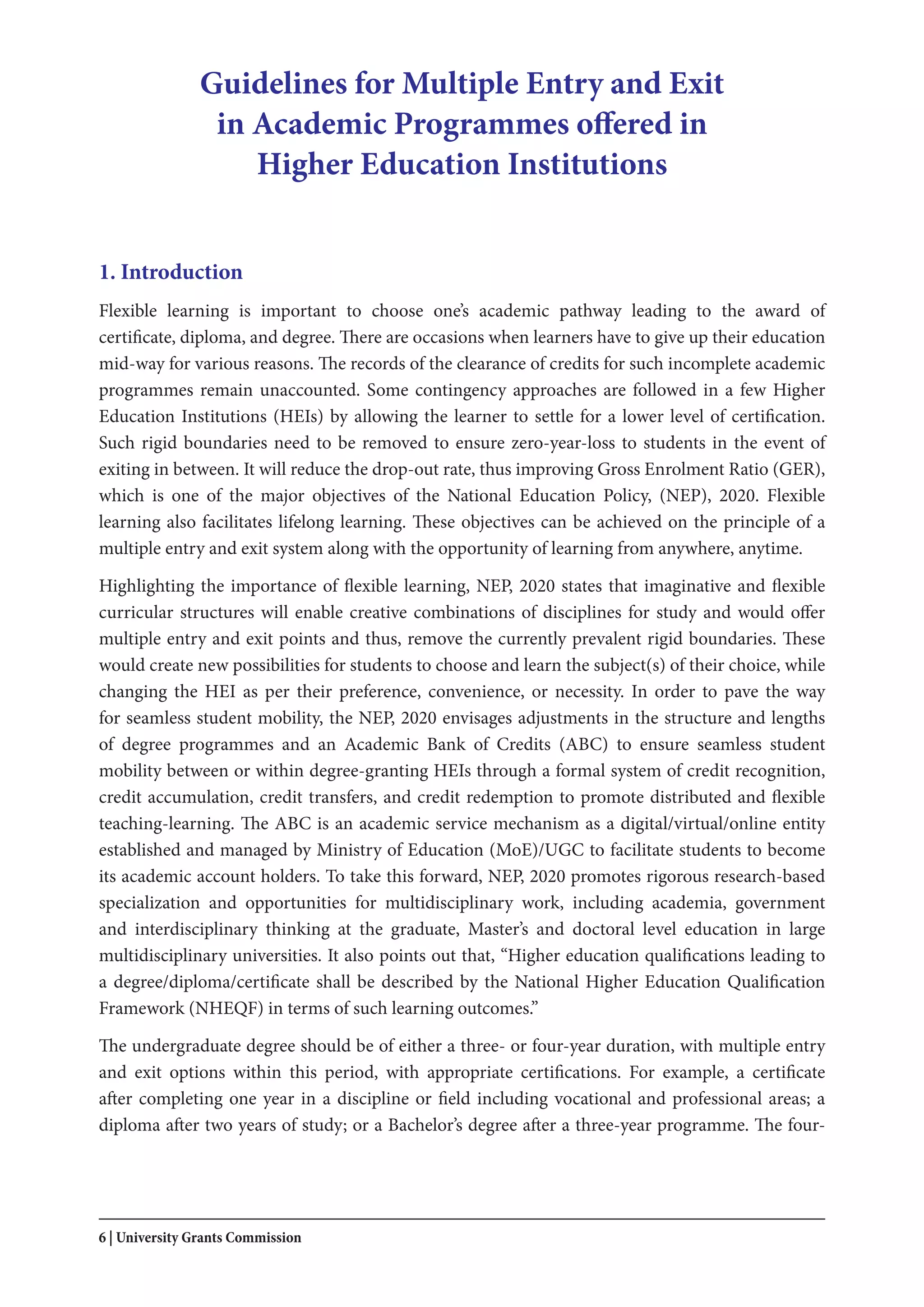 Ugc gl multipe entry exit guidelines | PDF