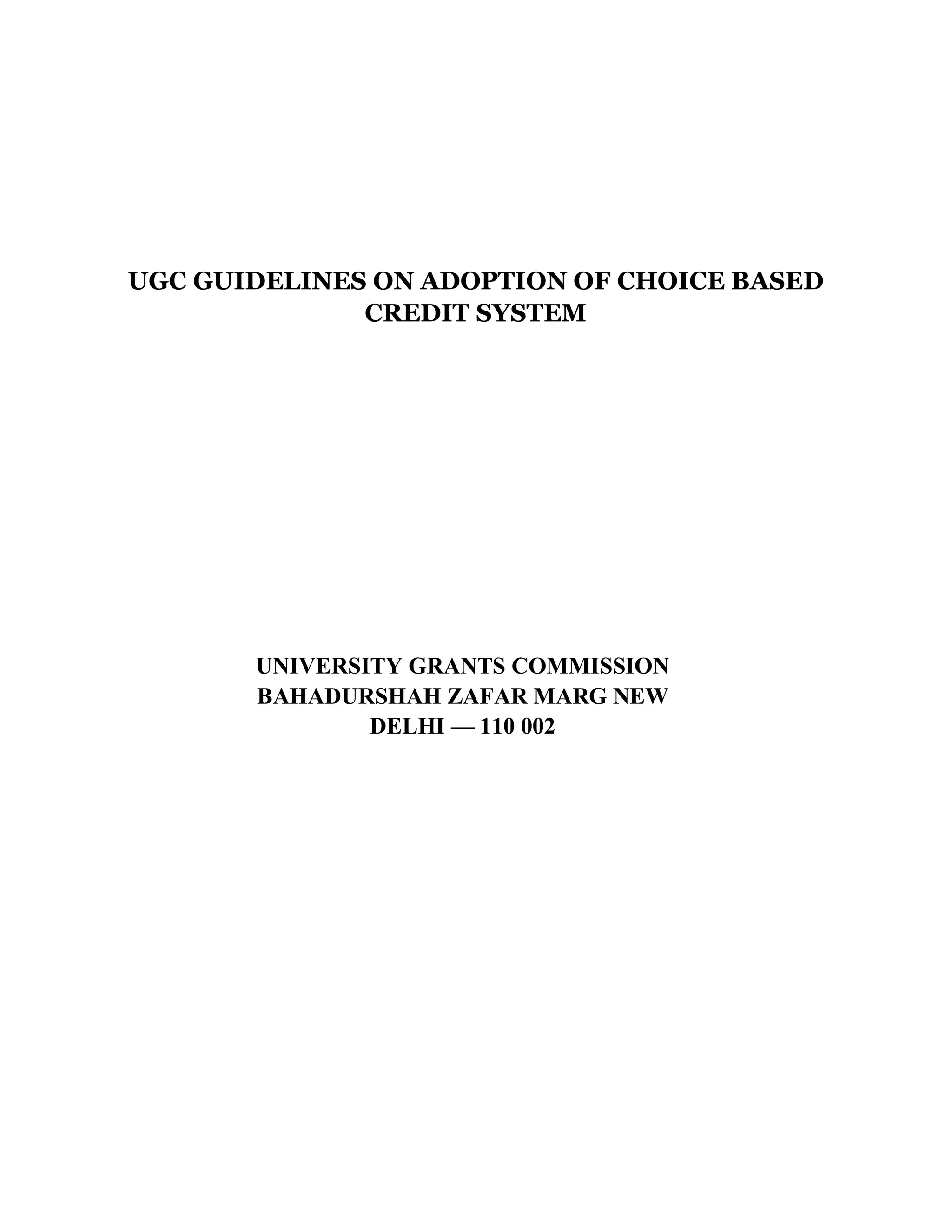 Choice Based Credit System(CBCS)-Ugc guidelines:SSB Lec/Gp Dis 14: | PDF