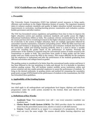 Choice Based Credit System(CBCS)-Ugc guidelines:SSB Lec/Gp Dis 14: | PDF
