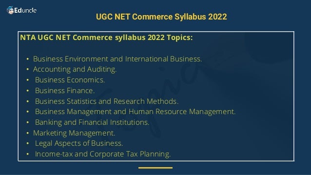UGC Net Commerce Syllabus 2022 | PPTX