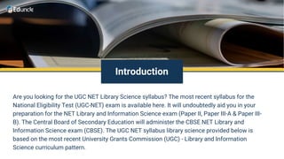 UGC NET Library Science Syllabus 2022 | PPTX