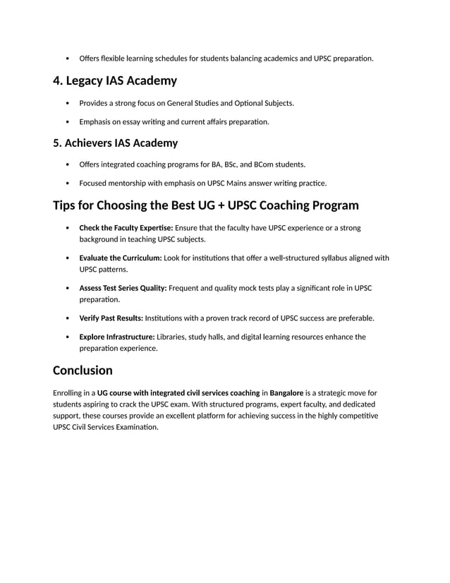 UG Courses with Integrated Civil Services Coaching in Bangalore.docx