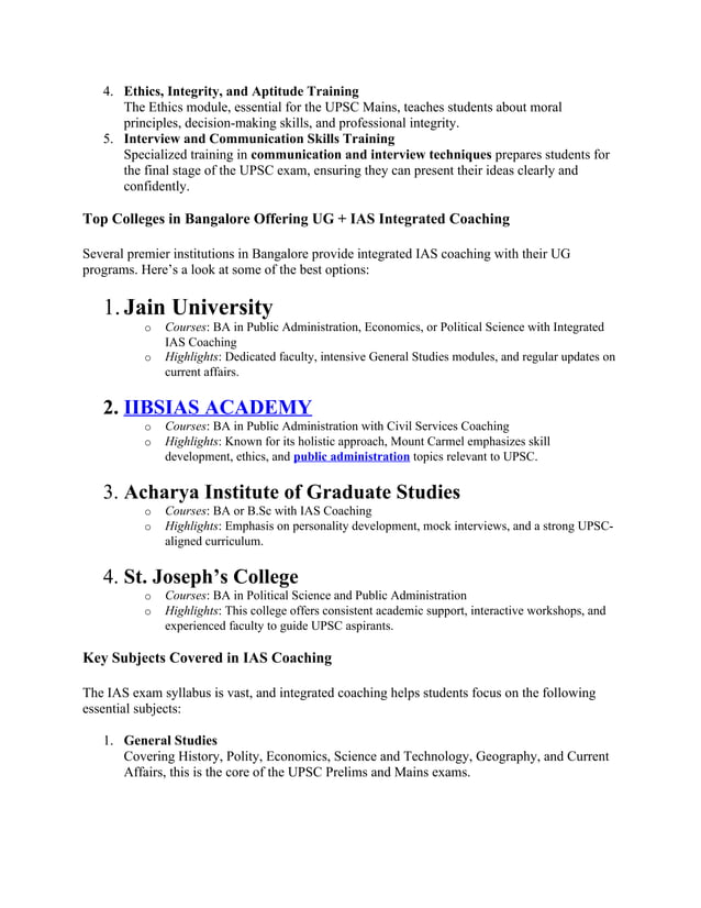 UG Courses with Integrated IAS Coaching in India...docx