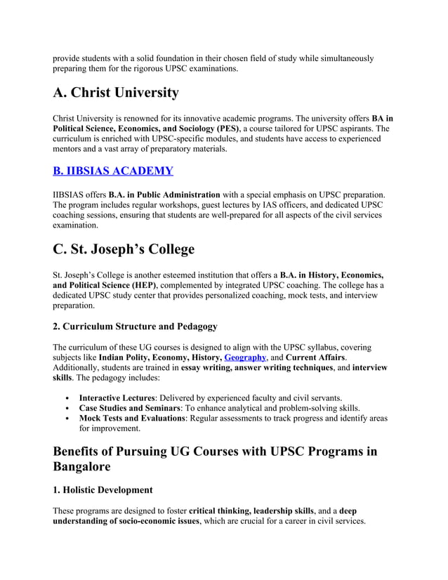 UG Courses with UPSC Program in Bangalore...docx