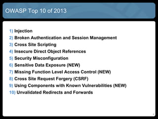 OWASP Top 10 Security Vulnerabilities, and Securing them with Oracle ADF | PPT