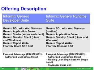Ugif 04 2011 ibm informix genero offering v12 | PDF