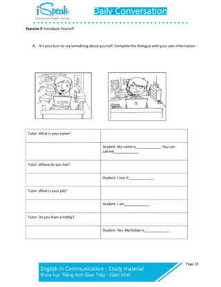Chapter 1 unit 1. let me tell you about myself... | PDF