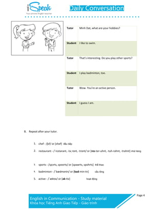 Chapter 1 unit 1. let me tell you about myself... | PDF