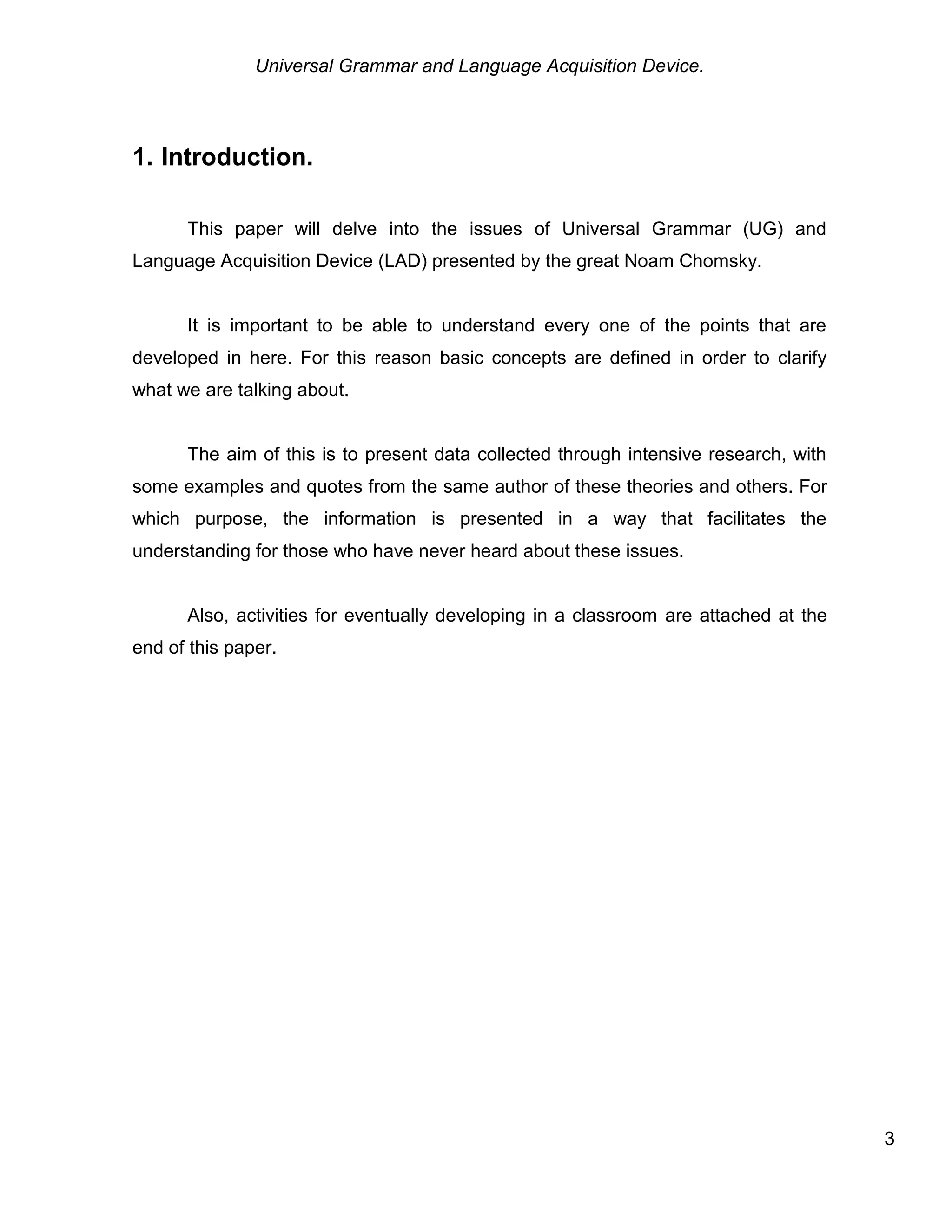 Universal Grammar and Language Acquisition Device | DOCX