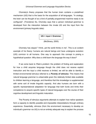 Universal Grammar and Language Acquisition Device | DOCX