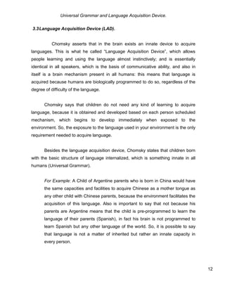 Universal Grammar and Language Acquisition Device | DOCX
