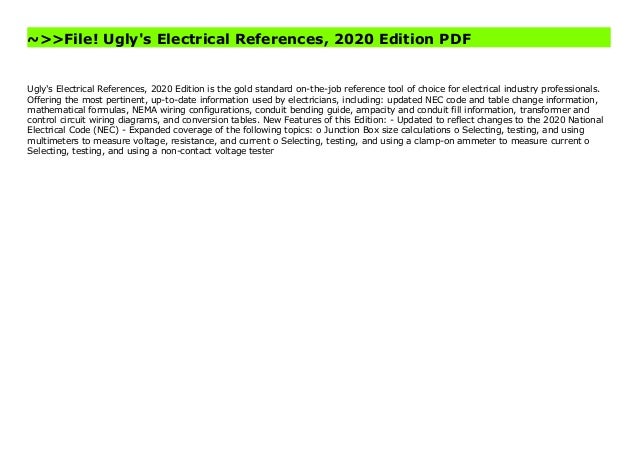 ~>>File! Ugly's Electrical References, 2020 Edition PDF ~>>File! Ugly's Electrical References, 2020 Edition PDF