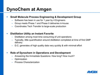 Practical aspects of distillation modeling in DynoChem. Carolyn ...