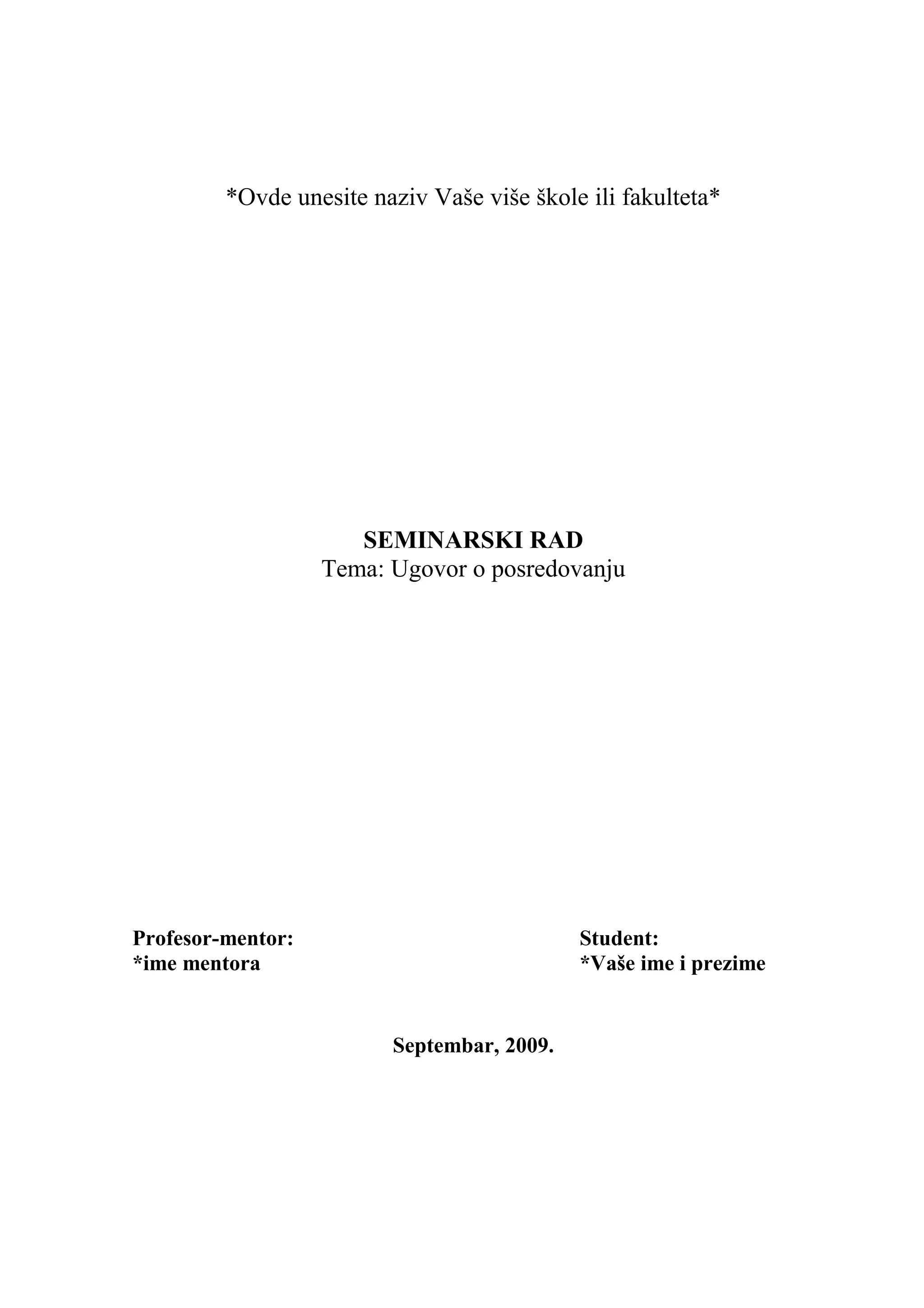 Ugovor o posredovanju | DOC