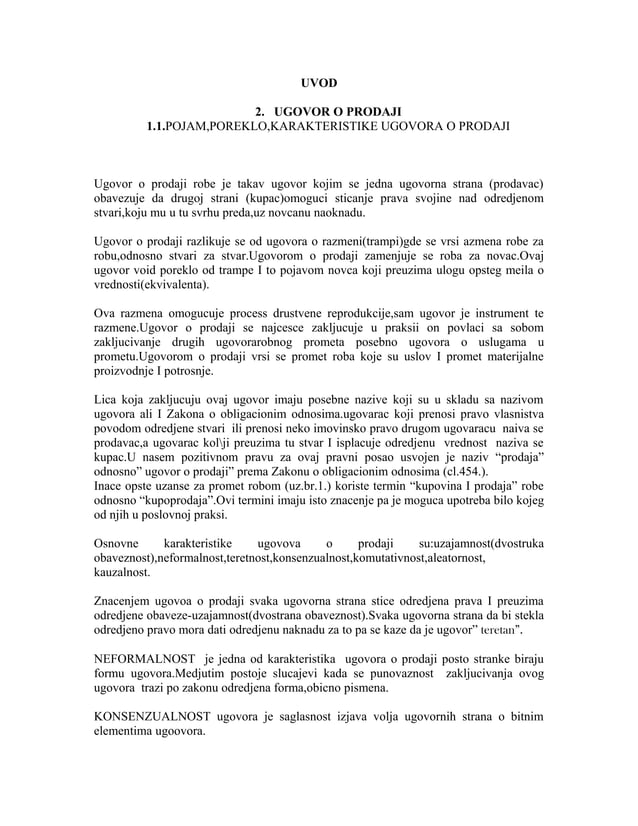 Ugovor o prodaji | DOC
