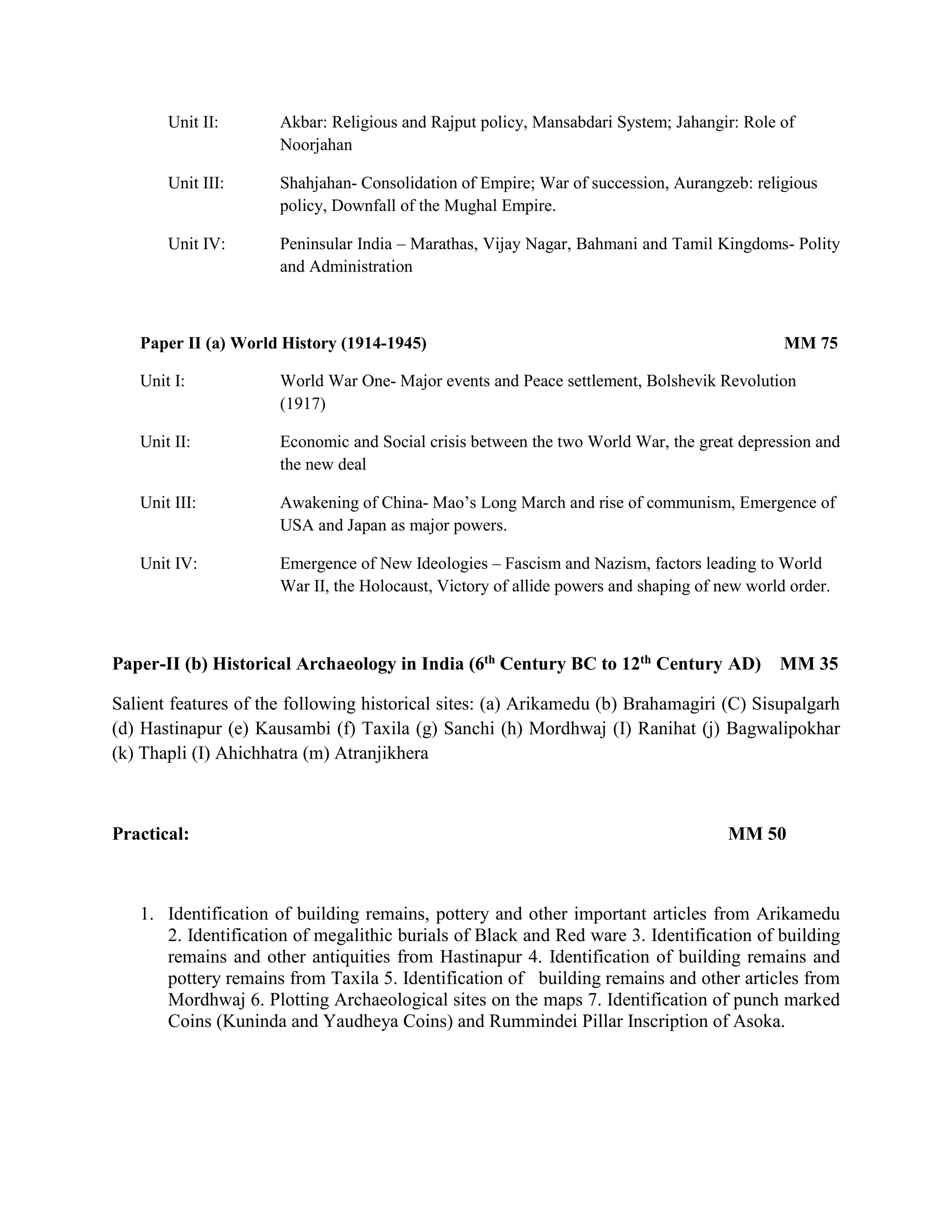 Ug semester syllabus history | PDF