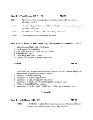 Ug semester syllabus history | PDF